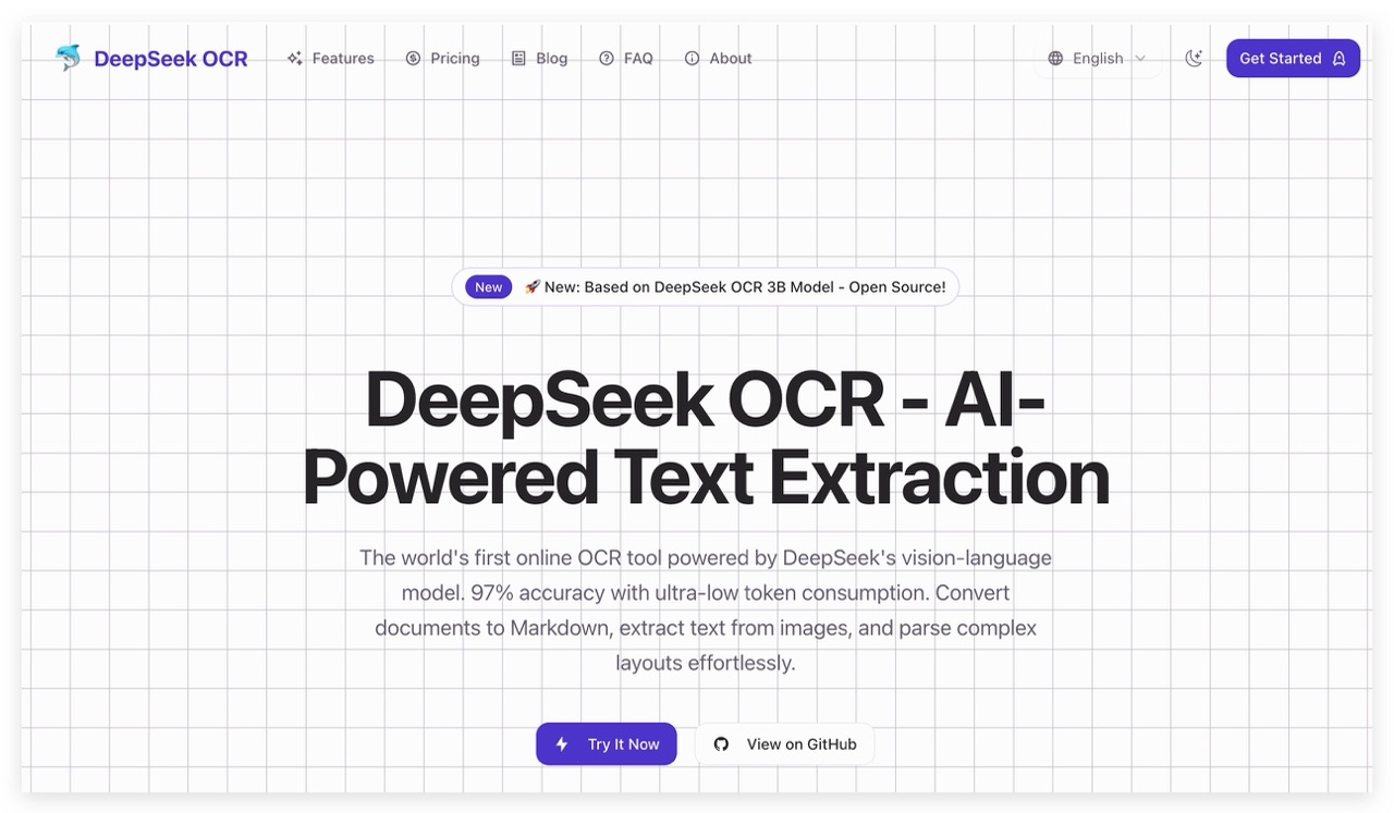 DeepSeek OCR - Free Online OCR Tool | Vision-Language Model Text Extraction